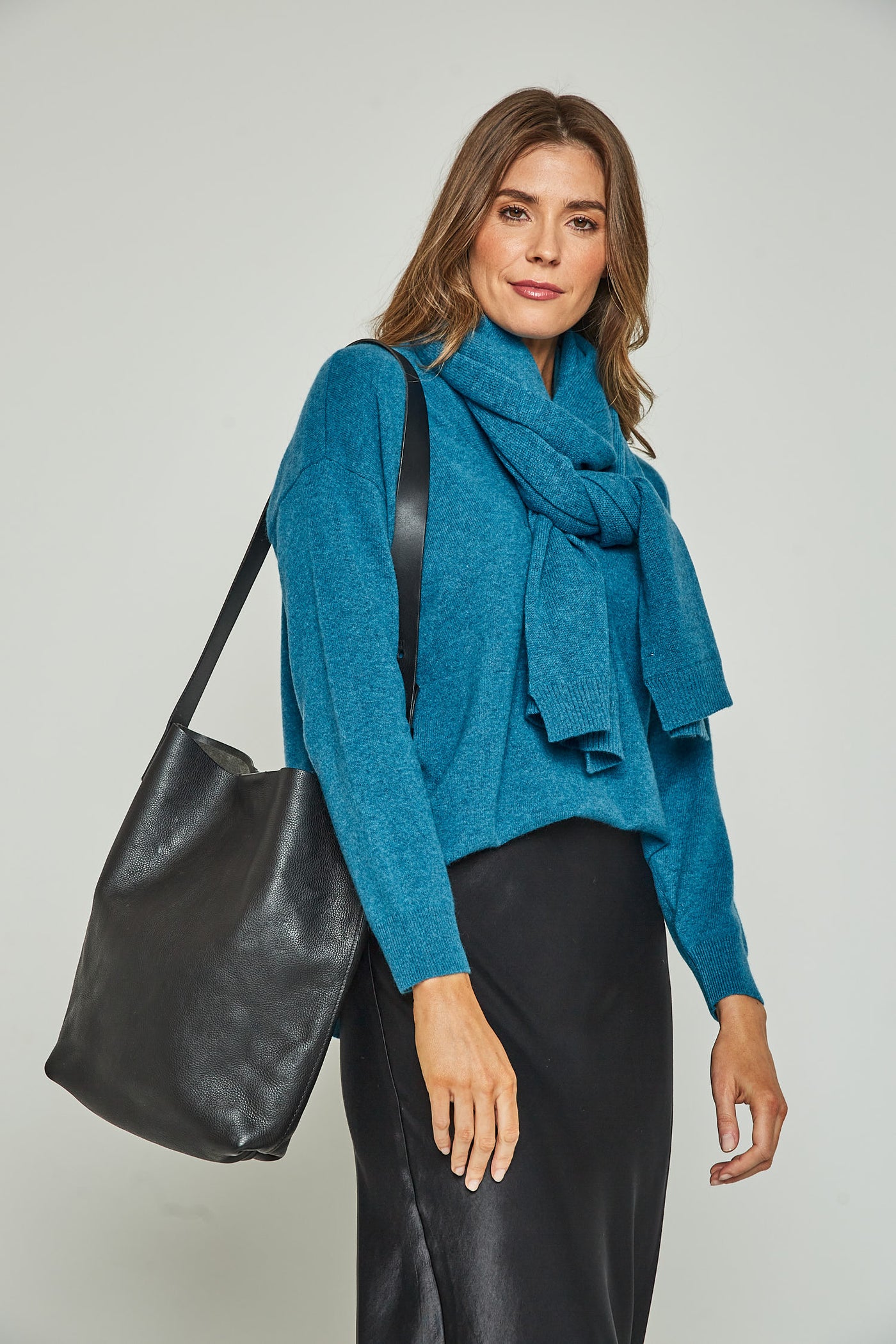 Classic Cashmere Scarf Teal Cashmere Cotton