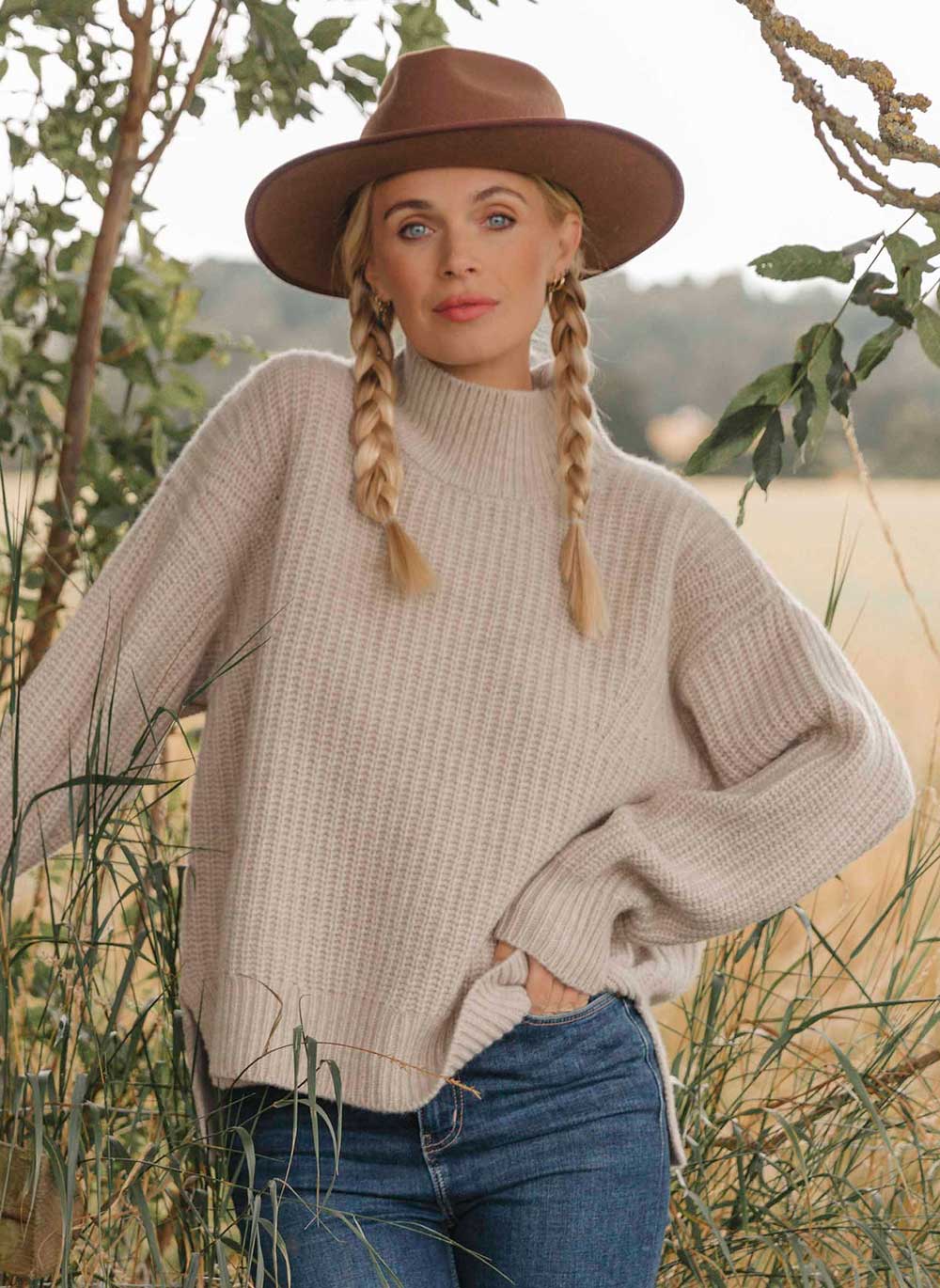 Chunky Rib Cashmere Jumper - Chinchilla & Cashmere & Cotton