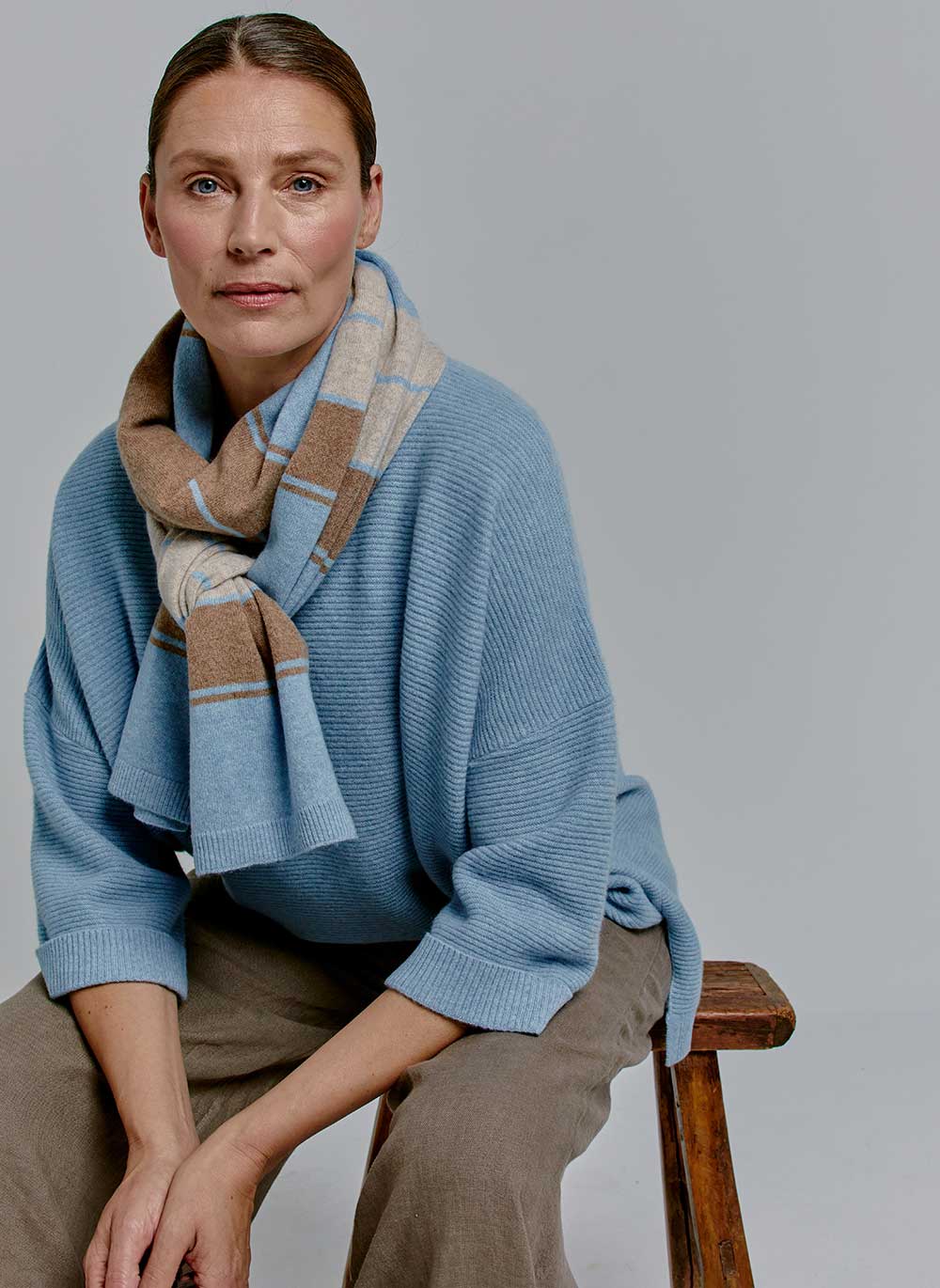 Abbie Rib Cashmere Jumper - Duck Egg & Cashmere & Cotton