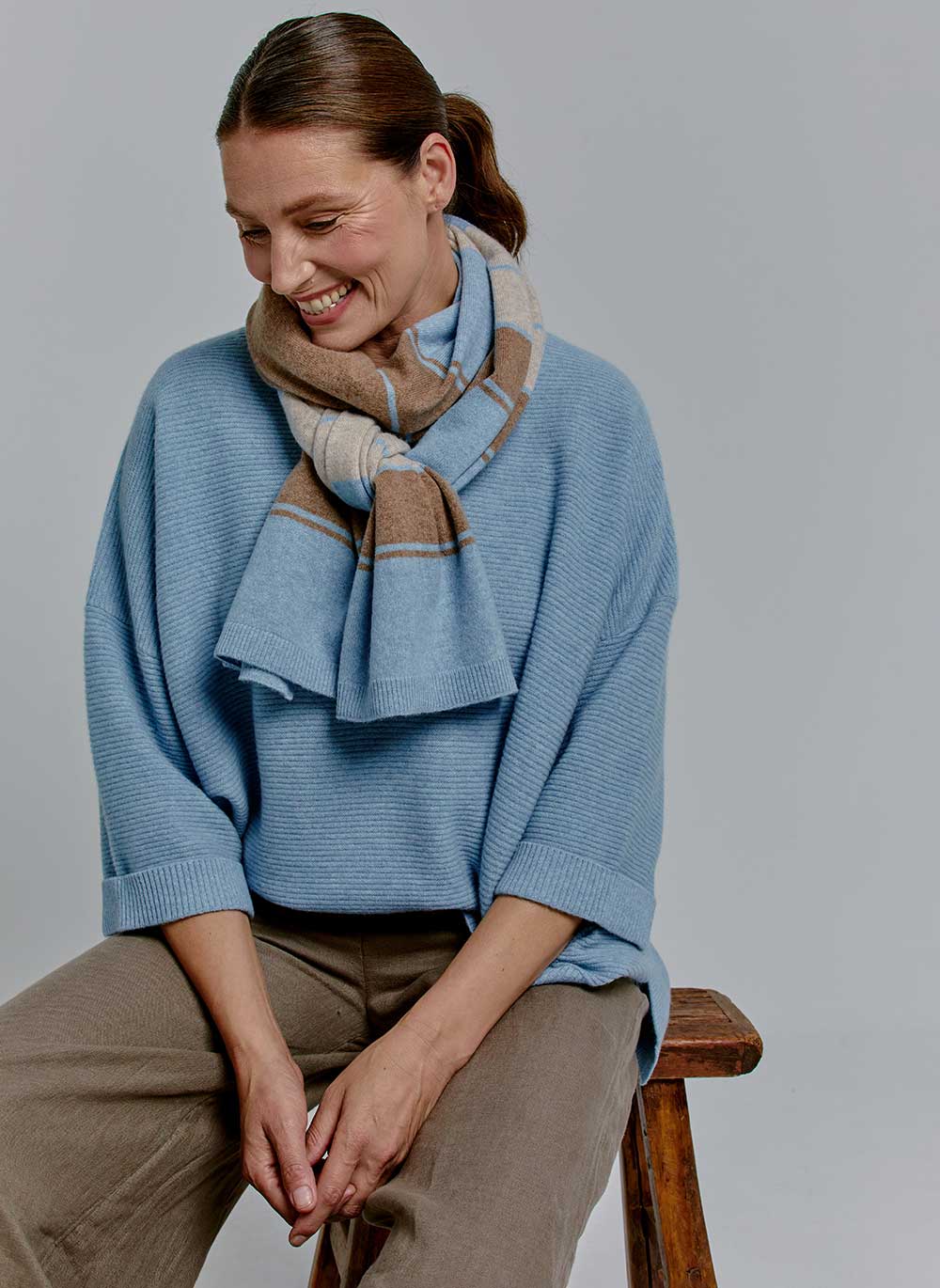 Abbie Rib Cashmere Jumper - Duck Egg & Cashmere & Cotton