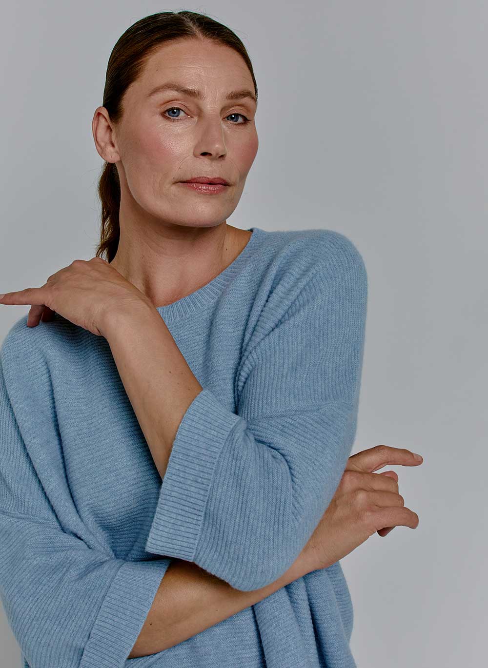 Abbie Rib Cashmere Jumper - Duck Egg & Cashmere & Cotton