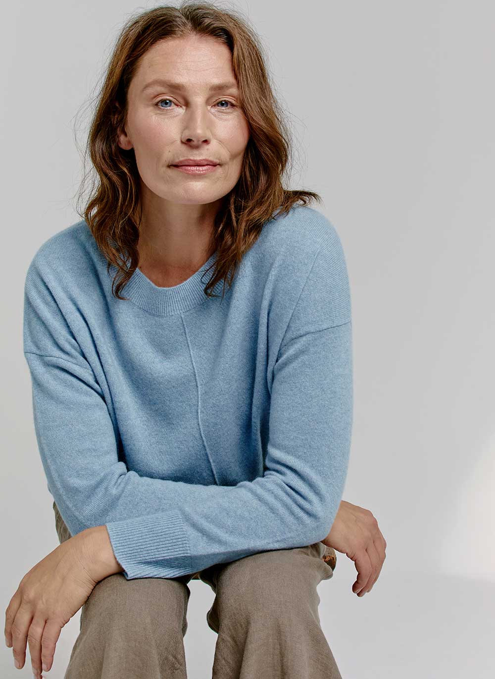 Ava Relaxed Cashmere Jumper - Duck Egg & Cashmere & Cotton