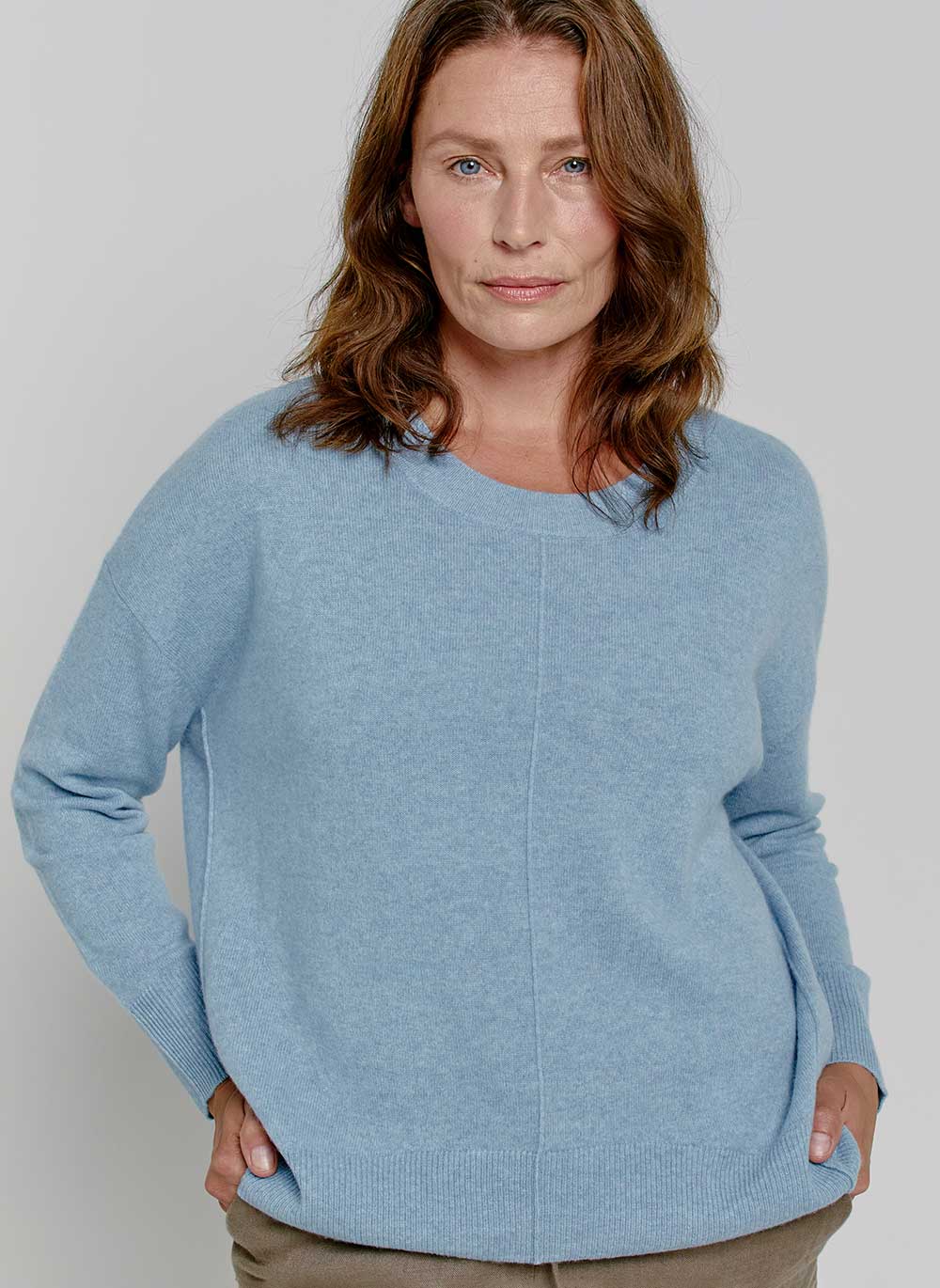 Ava Relaxed Cashmere Jumper - Duck Egg & Cashmere & Cotton