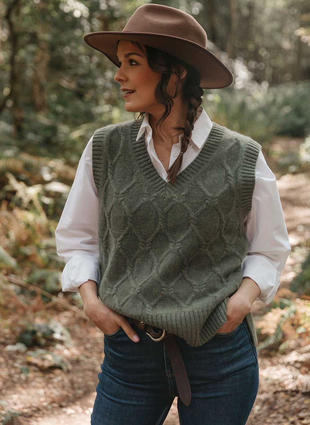 Green sweater vest store