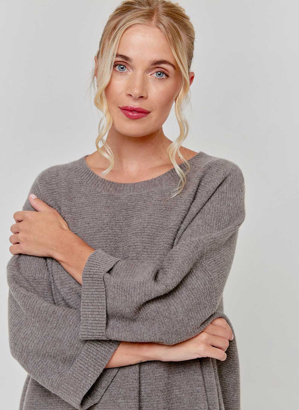 Abbie Rib Cashmere Jumper - Taupe & Cashmere & Cotton